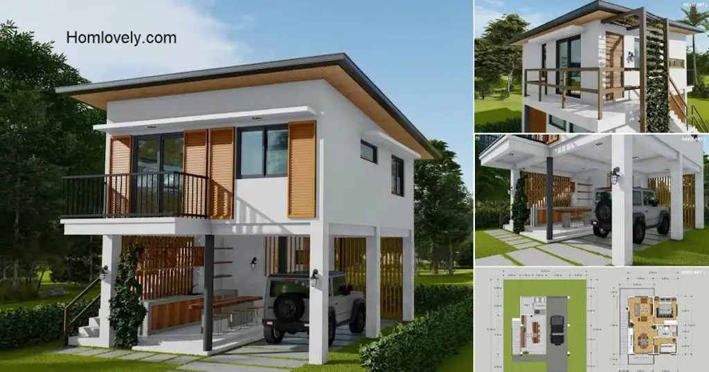 120Sqm Modern Elevated House Design Bahay Kubo With Deck ~ » HouseDesigns
