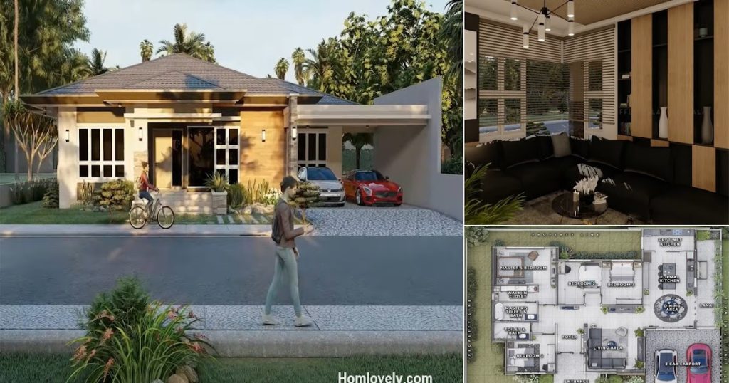 180 sqm Bungalow House Design with 4 Bedrooms » HouseDesigns