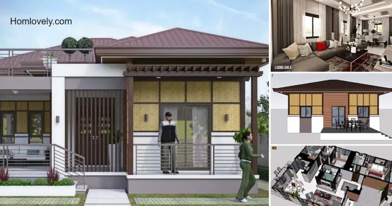 3 Bedrooms Bungalow House Concrete & Amakan With Modern Design ...