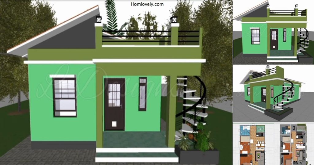 44 SQM Small House Design With Mini Roof Deck + Floor Plan ~ » HouseDesigns