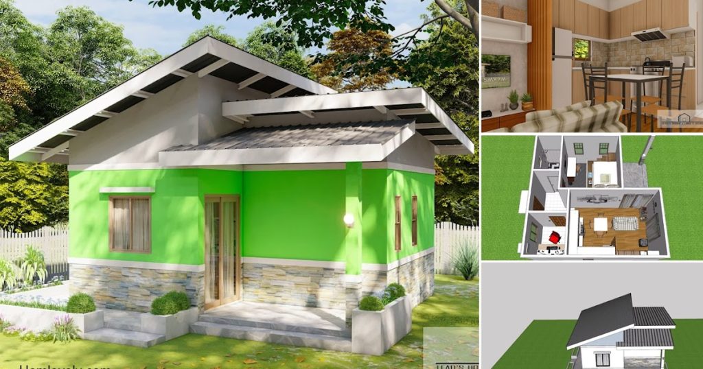 6×6 Meters Small Bungalow Simple House Design with Work Station ...
