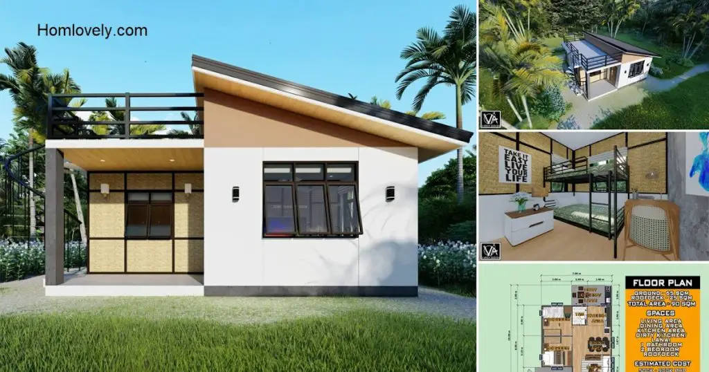 Most Tiny 37SQM Half Amakan House Design | Bahay Kubo 2 Bedrooms ...