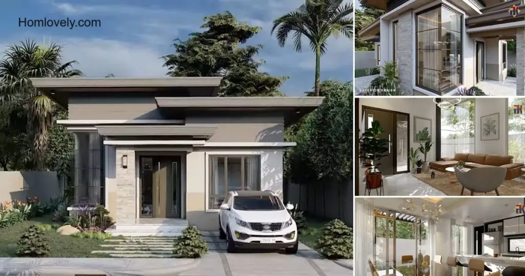 90 sqm Modern Bungalow with High Ceiling House Design » HouseDesigns