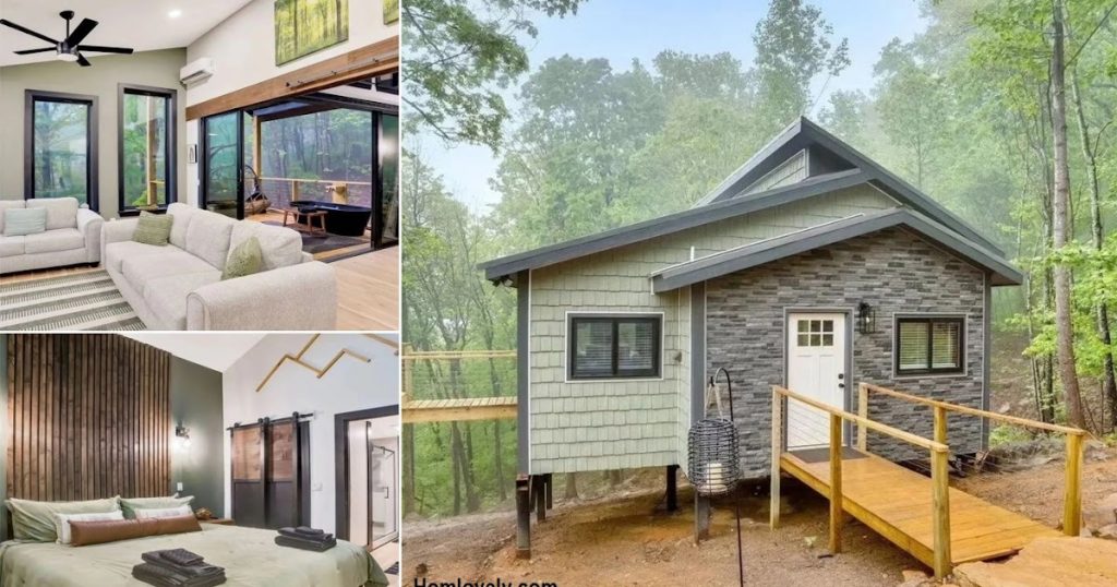 Living Comfortably & Quietly in a Simple Cabin with a Bridge ...