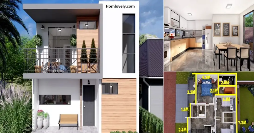 Modern 2 Storey House Design 7 x 7 m » HouseDesigns