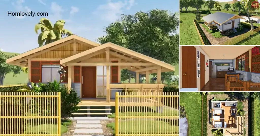 Most Tiny 37SQM Half Amakan House Design | Bahay Kubo 2 Bedrooms ...
