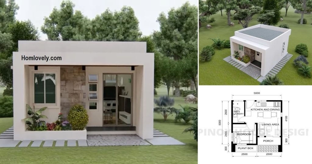 Simple Small House Design 5x5m (With Floor Plan) ~ » HouseDesigns