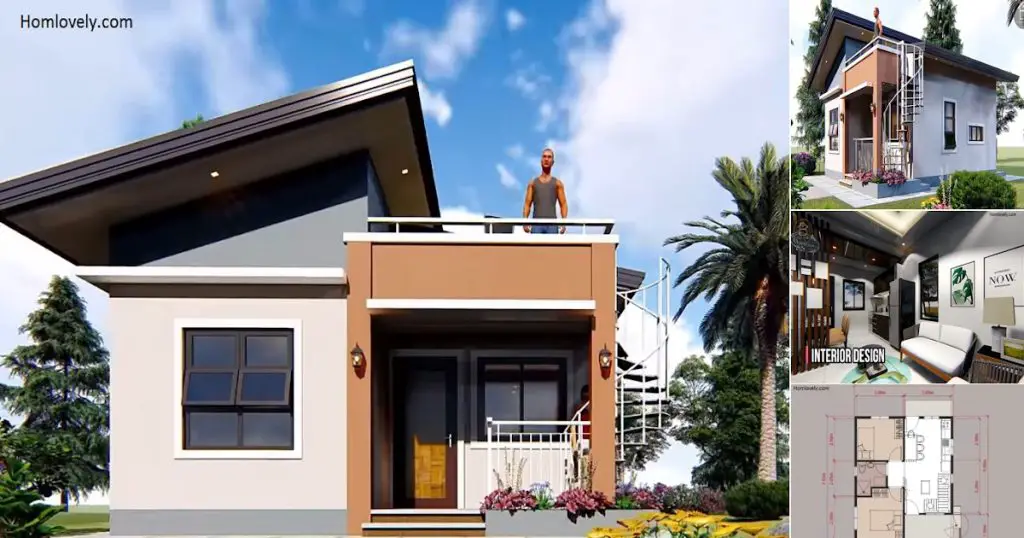 Simple Small House Design 6 x 7 Meters With 2 Bedroom and Mini Roof ...