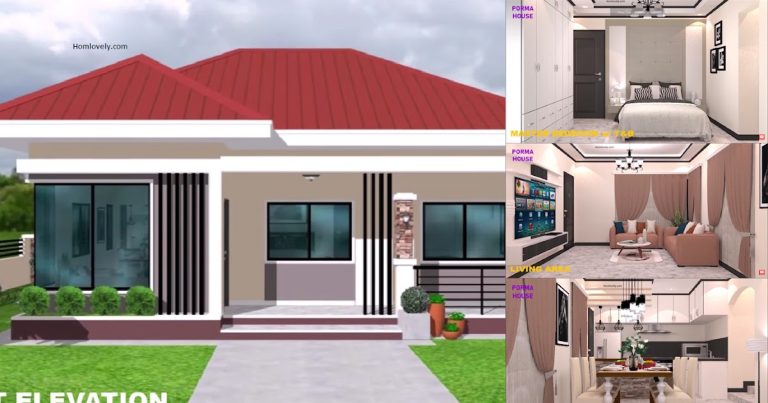 100 SQM Bungalow House Design with 4-BEDROOMS ~ » HouseDesigns