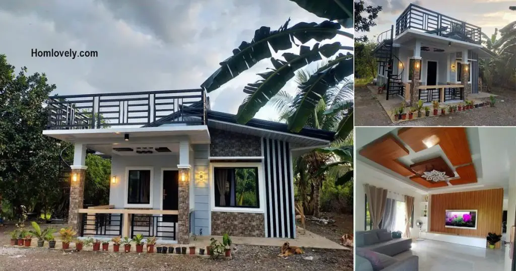 Simple Blue House Design with Roof Deck ~ » HouseDesigns