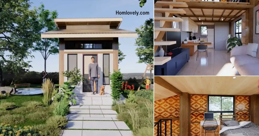 3.5 x 6.5 m (22.75 sqm) Cozy Half Amakan House Design with Loft ...