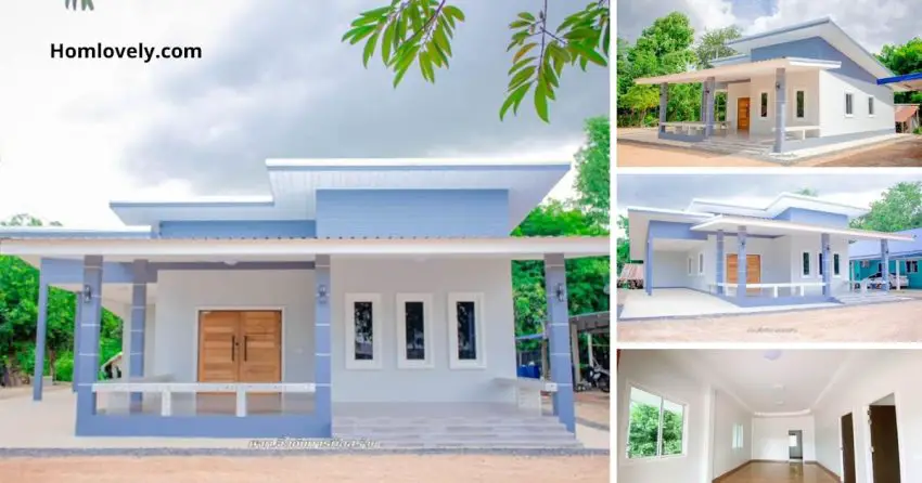 Beautiful Modern Bungalow House Design in Blue Color ~ » HouseDesigns